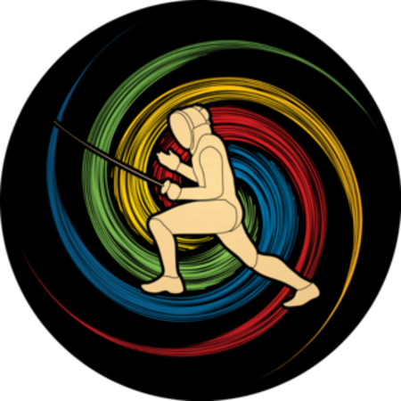 Fencing Pose Colorful Sticker
