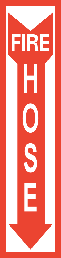 Vibrant, High-Quality Fire Hose Red Arrow Vertical Sign Stickers