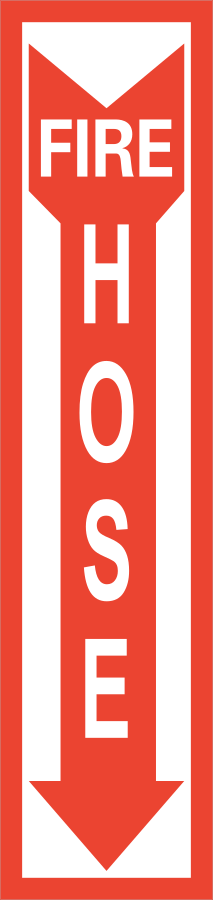 Vibrant, High-Quality Fire Hose Red Arrow Vertical Sign Stickers