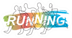 Fitness Runners With Inscription Running Colorful Sticker