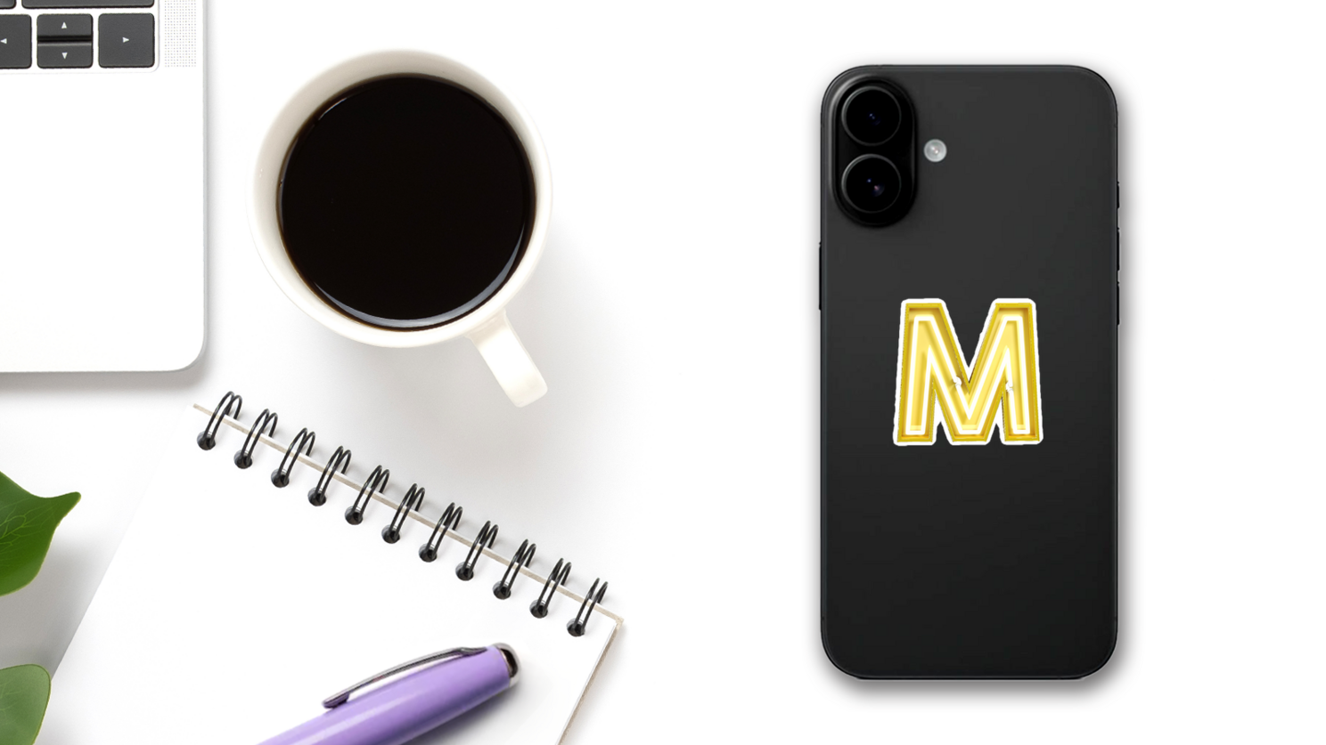 Fluorescent Yellow Tubes Letter M Sticker