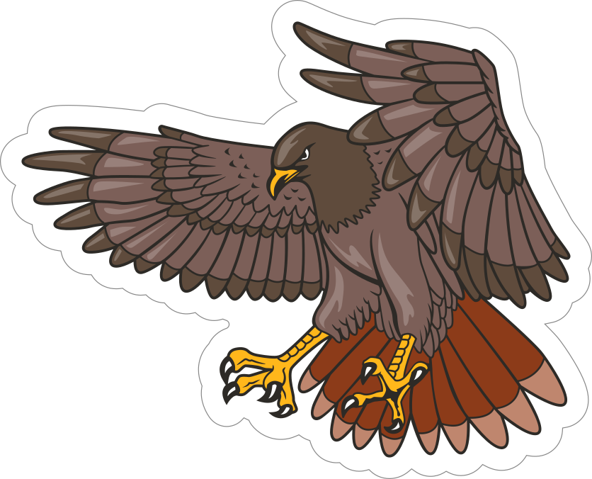 Flying Hawk Mascot Sticker - 50+ Color Options!