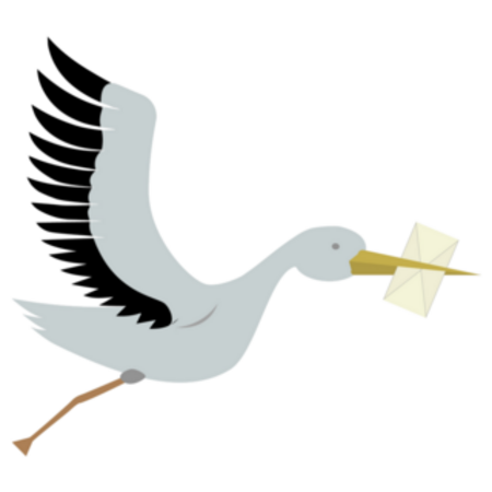 Flying Stork With Letter Icon Sticker