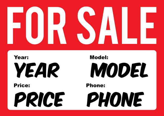 For Sale Car Window Sticker - Vinyl or Cling | Car Stickers
