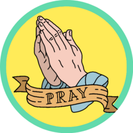 Full Color Of Praying Hands Art Sticker