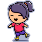 Girl Rollerblading Sticker