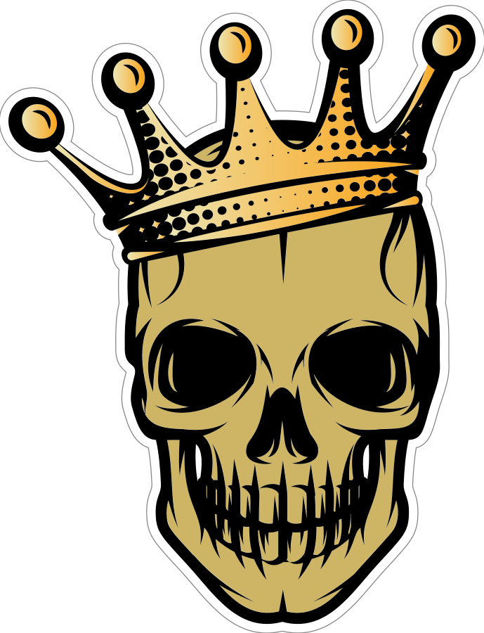 Gold Skull And Crown Sticker