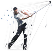 Golf Player, Low Polygonal Golfer, Golf Swing Sticker