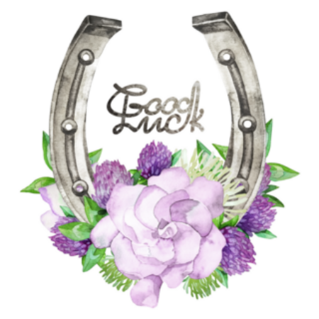 Good Luck Purple Floral Horseshoe Sticker
