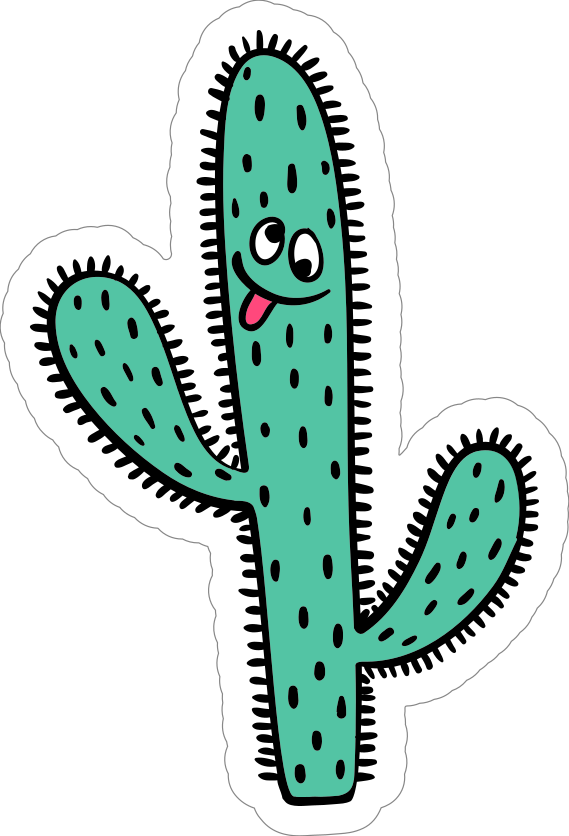 Goofy Cartoon Cactus Sticker - 50+ Color Options!