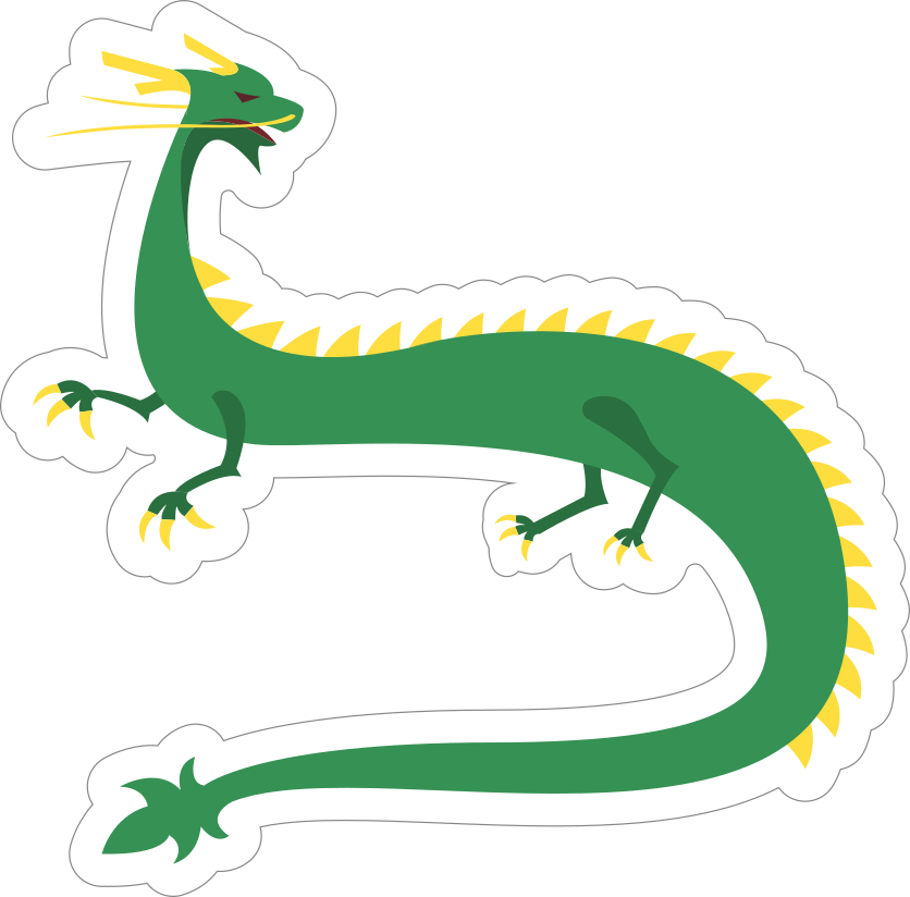 Vibrant, High-Quality Green and Yellow Wyrm Dragon Stickers