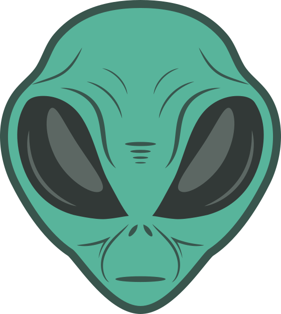 Green Blue Alien Face Sticker - Fast Shipping & No Minimums
