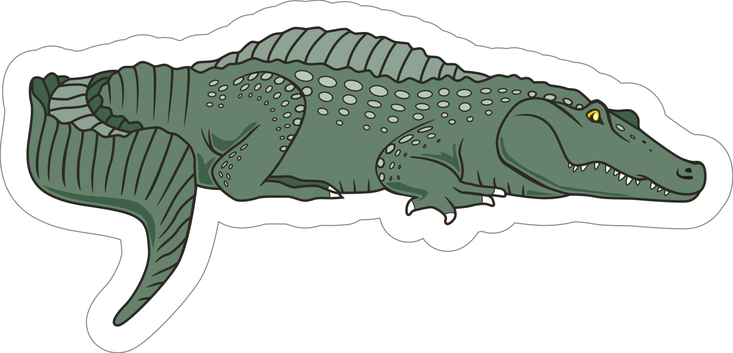Green Gator Mascot Sticker - 50+ Color Options!