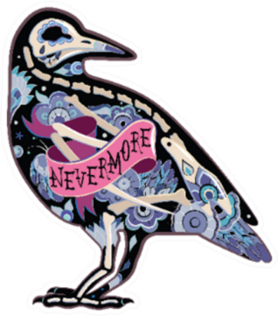 Greeting Card With Colorful Crow Floral Skeletons Sticker