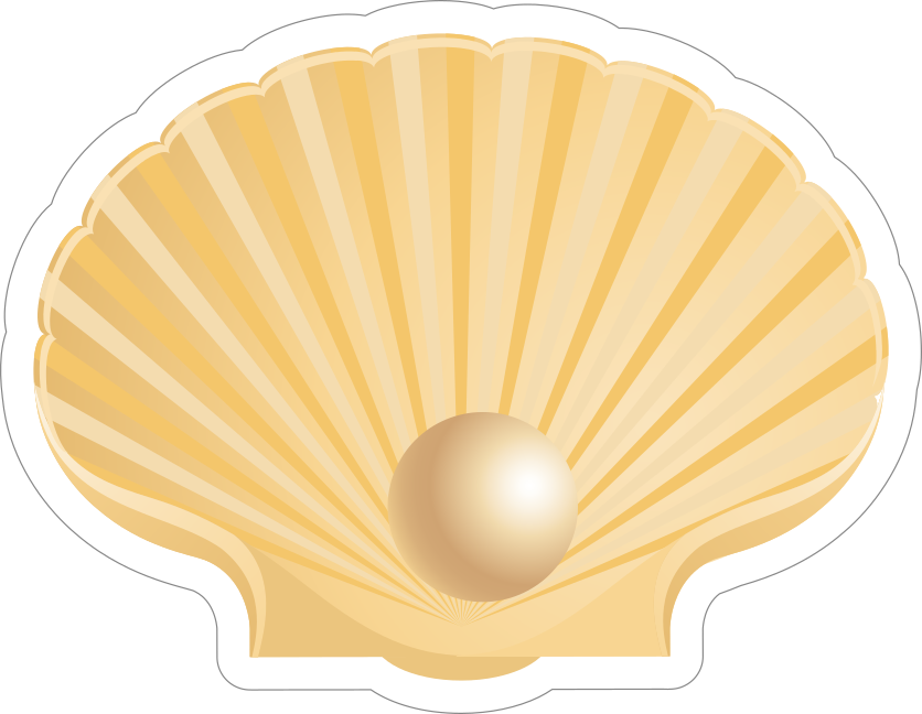 Half Shell and Pearl Sticker Shipped Fast & Free!