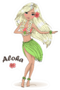 Hand Drawn Beautiful Cute Hula Girl Aloha Sticker