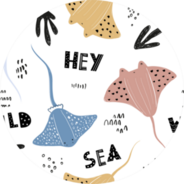 Hand-drawn Colored Childish Seamless Stingray Sticker