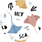 Hand-drawn Colored Childish Seamless Stingray Sticker