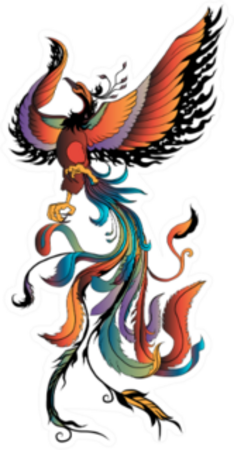 Hand Drawn Colorful Phoenix Sticker