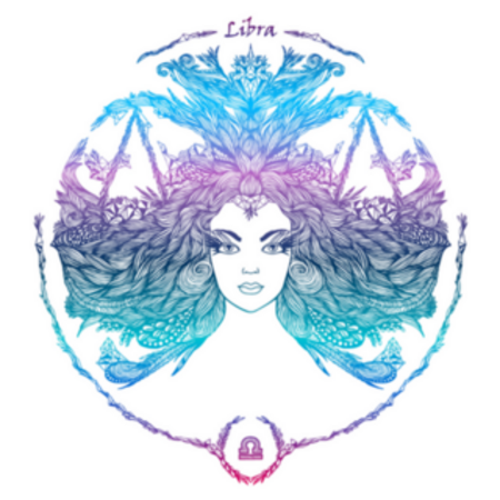 Hand Drawn Colorful Portrait Of Libra Woman Sticker