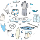 Hand Drawn Doodle Wakeboard Sticker