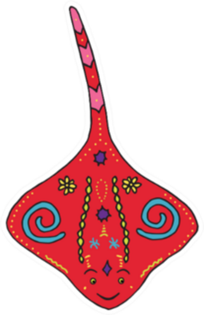 Hand-drawn Multi-colored Stingray Sticker