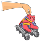 Hand Holds Rollerblade Sticker