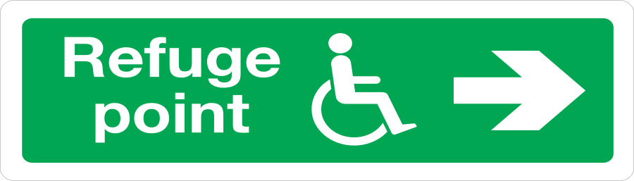 Handicap Refuge Point Right Sign Sticker
