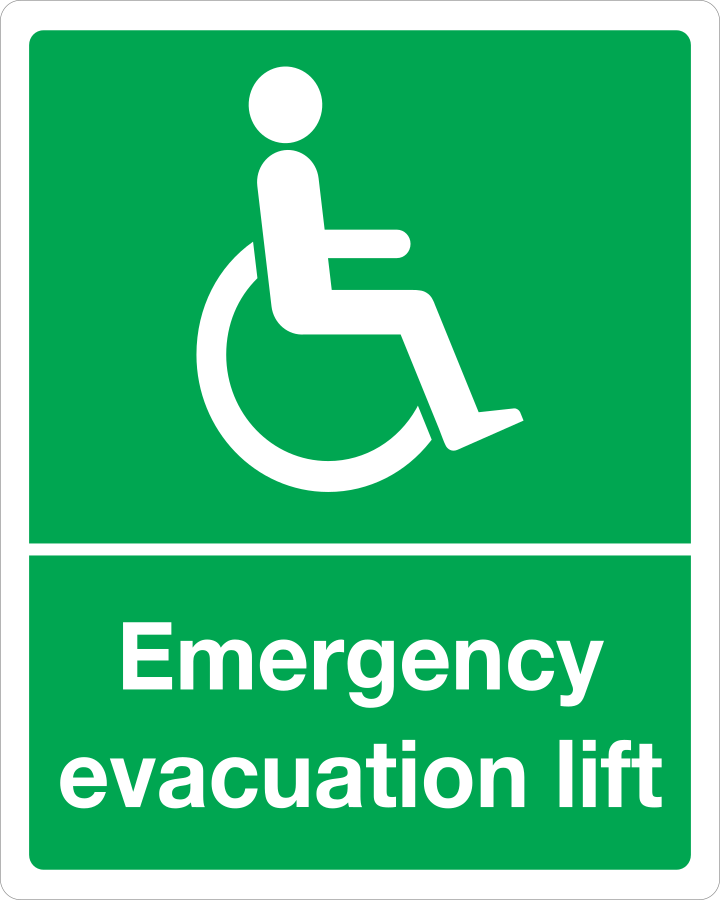 Handicapped Emergency Evacuation Lift Sign Sticker