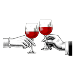 Hands Clink Glasses With Red Wine Vintage Sticker
