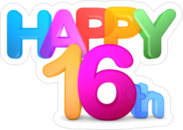 Happy 16th Sticker