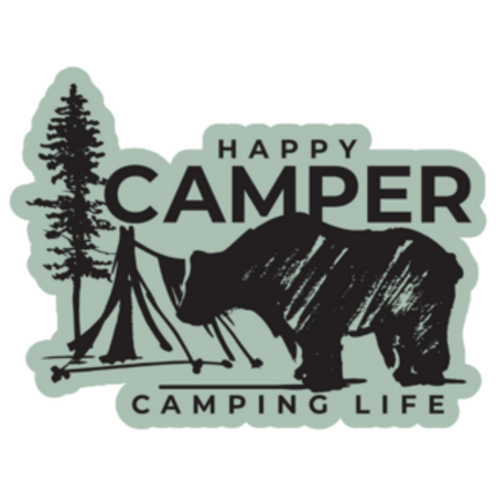 Happy Camper. Camping Life Bear Sticker