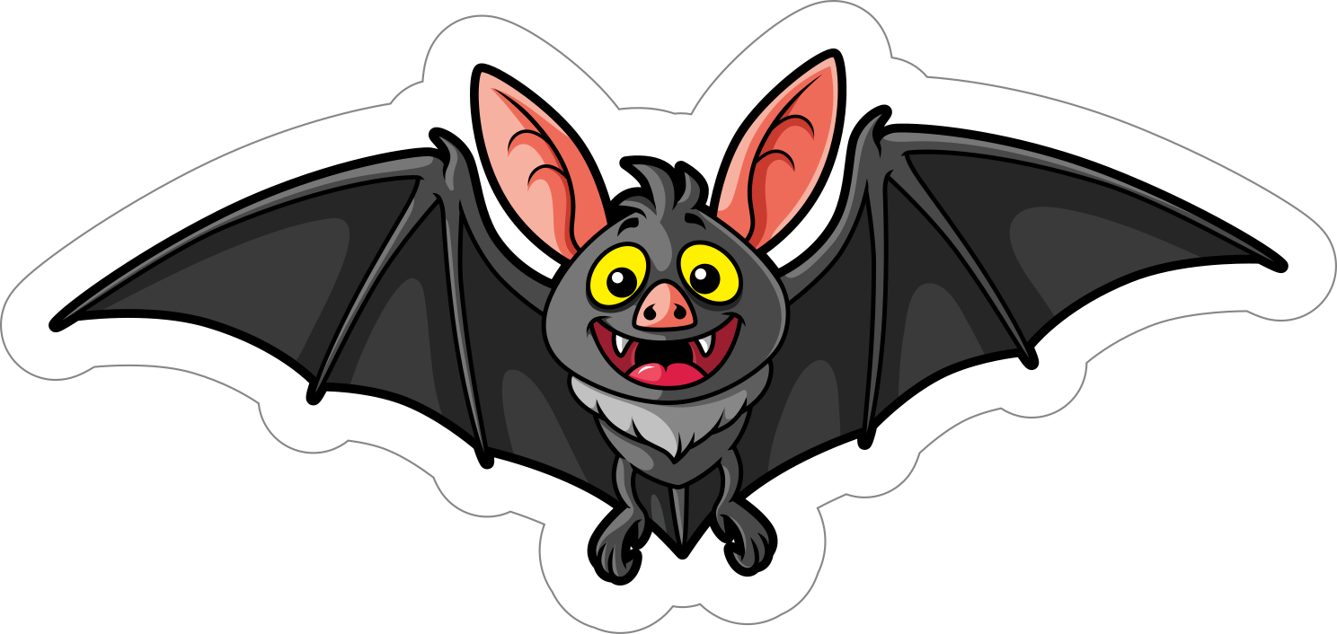 Happy Cartoon Bat Sticker Shipped Fast & Free!