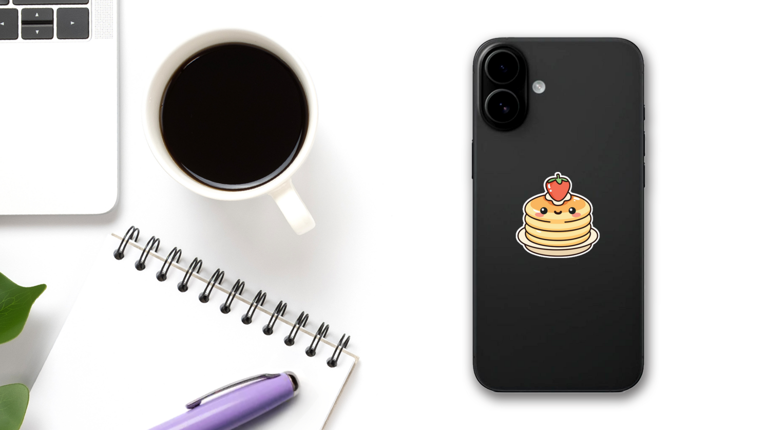 Happy Kawaii Pancake Stack Sticker