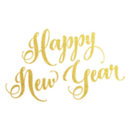 Happy New Year Gold Cursive Lettering Sticker