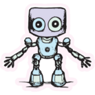 Happy Robot Purple Sticker