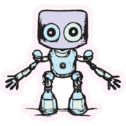 Happy Robot Purple Sticker