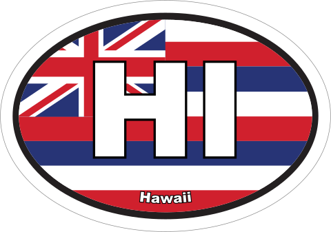 Order Your Hawaii Hi State Flag Oval Sticker Today - Free Shipping!