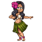 Hawaiian Hula Dancer Girl Cartoon Sticker