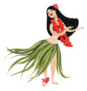 Hawaiian Hula Dancer Girl In Red Sticker