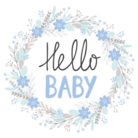 Hello Baby Blue Wreath Sticker