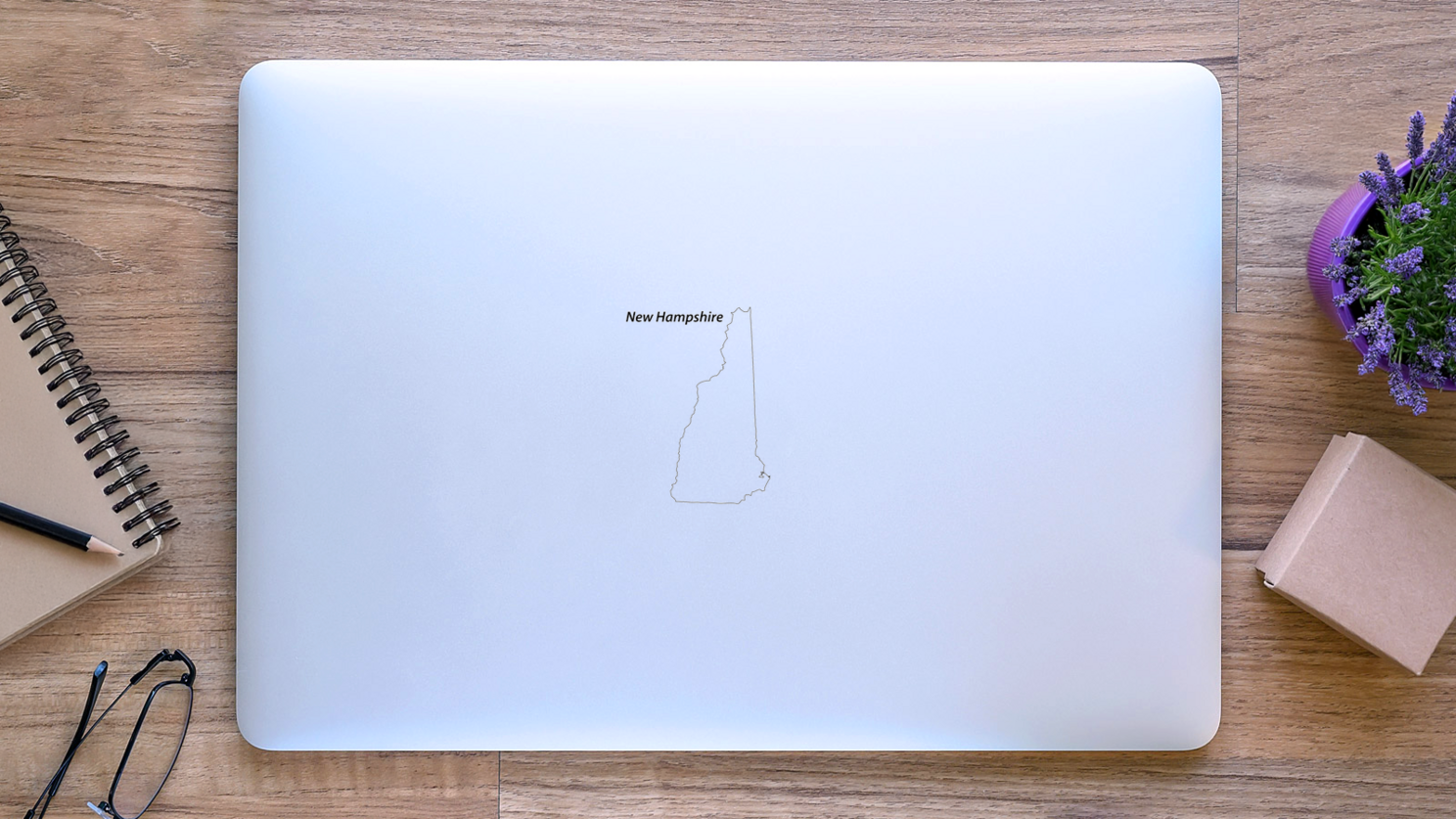 High Detailed Map With Contour New Hampshire Sticker
