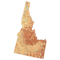 Highly Detailed Idaho Physical Map Sticker