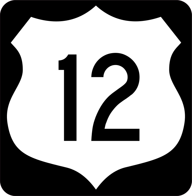 Vibrant, High-Quality Highway 12 Sign With Black Border Stickers
