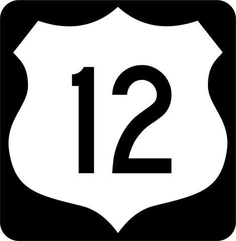 Vibrant, High-Quality Highway 12 Sign With Black Border Stickers