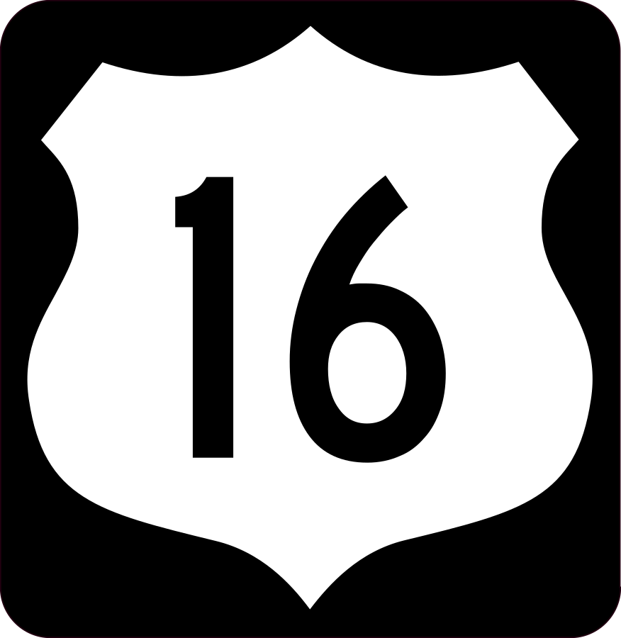 Highway 16 Sign With Black Border Sticker