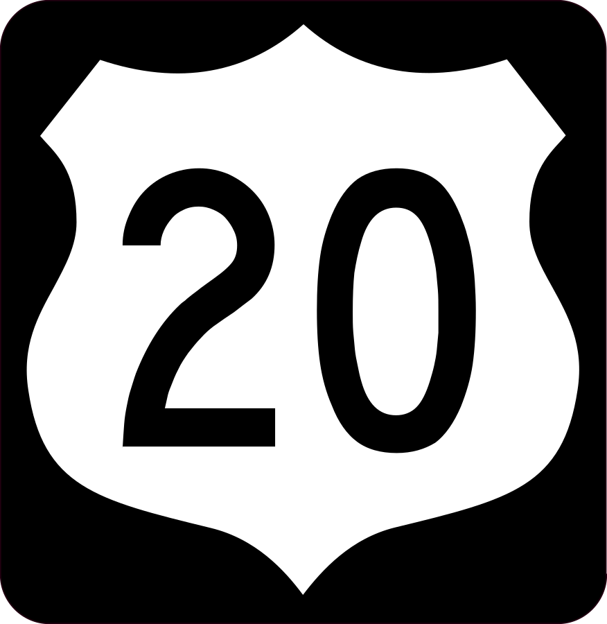 Highway 20 Sign With Black Border Sticker