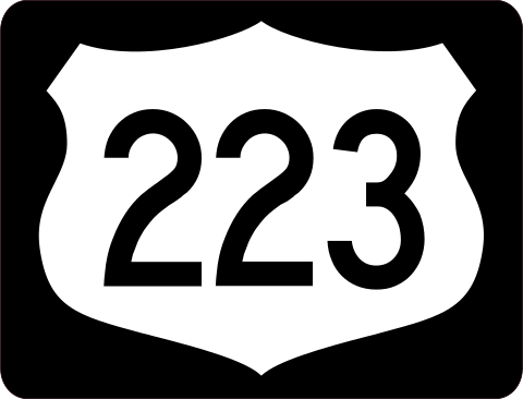 Vibrant, High-Quality Highway 223 Sign With Black Border Stickers