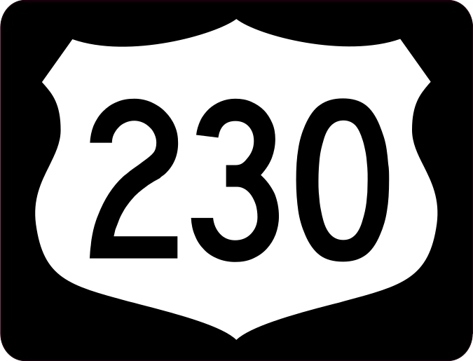Vibrant, High-Quality Highway 230 Sign With Black Border Stickers