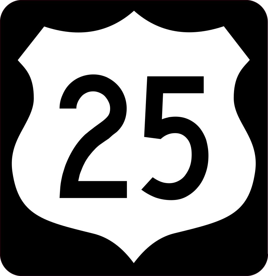 Highway 25 Sign With Black Border Sticker